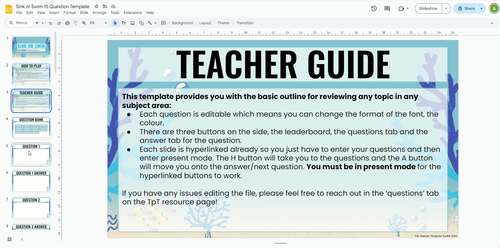Editable Sink or Swim Review Game Template for Any Subject Area | TPT