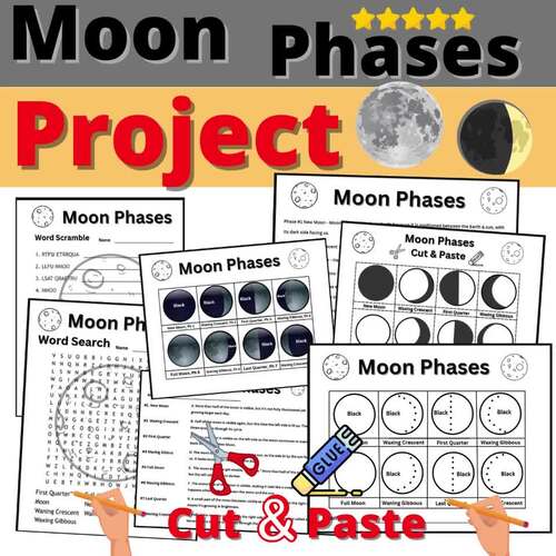 Moon Phases Project Activity Lunar Cycle Space Cut & Paste Resource