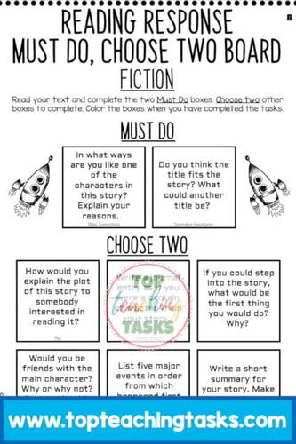 Reading Response Worksheets | Comprehension Skills for Any Fiction or ...