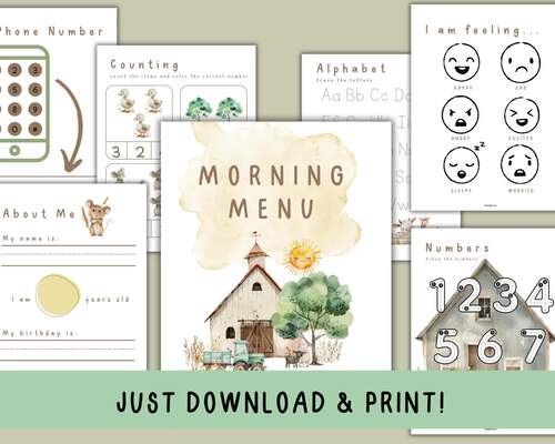 Homeschool Farm Morning Menu, Printable Morning Time Activities ...