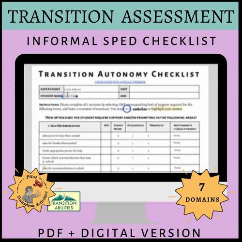 Transition Assessment | SPED Life Skills Rating Checklist for Teachers ...
