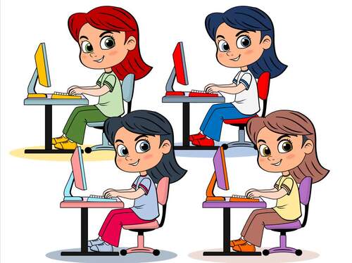 Computer Kids 1, keyboarding kids, touch typing kids, Teacher clipart
