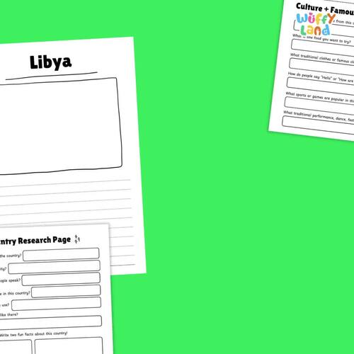 Libya Country Research Project Packet | Geography Culture & Flag Worksheet