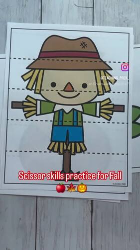 Fall Scissor Skill Activities to Practice Cutting for PreK/K | TPT