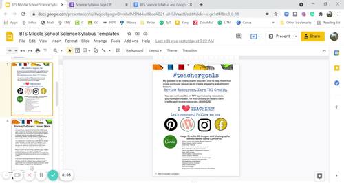 Science Syllabus Template and Google Form Set for Middle School Science