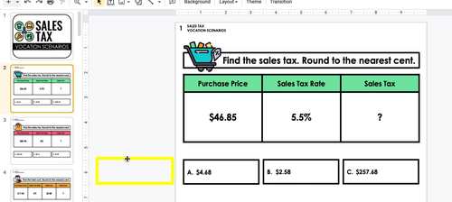 Sales Tax Vocation Scenario Task Cards I Digital Included | TPT