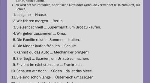 Deutsche Grammatik - German Grammar - zu oder nach - Prepositions