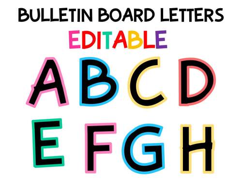 Printable Bright and Black Bulletin Board Large Alphabet Letters, Alphabets