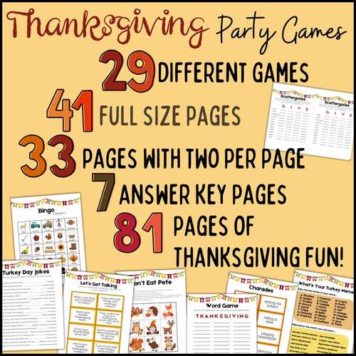 Thanksgiving Games Bundle | 30+ Fun Kids & Family Games | Classroom ...