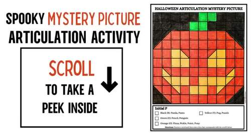 Halloween Articulation Mystery Picture: P, B, T, D by Jennie's Speech Room
