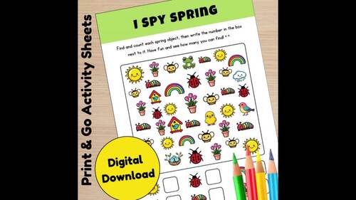 I Spy Spring Activity Sheets | Fun Counting and Matching Game | Kids ...
