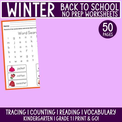 January February Winter Activities Worksheets for Kindergarten ...