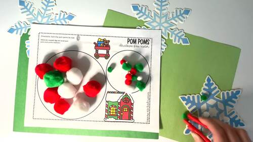 Christmas Fine Motor Pom Poms for Preschool and Kindergarten, Morning Tubs