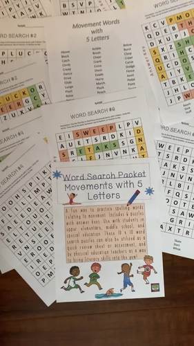 Movement Vocabulary Word Search Puzzles: 5-Letter Movement Words by ...