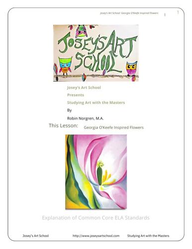 Georgia O'Keefe Art Lesson Boho Flowers 1st-4th grade Art History Sub Plans