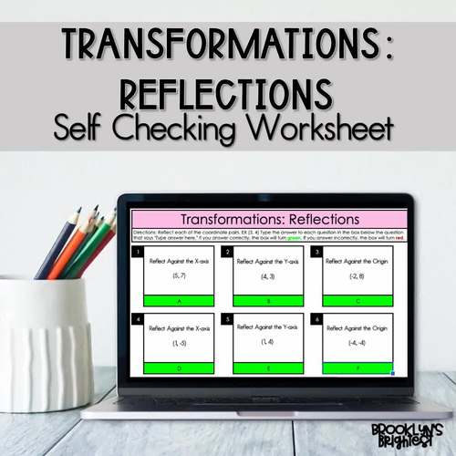 Reflections: Transformations Self Checking Google Sheet™ | TpT