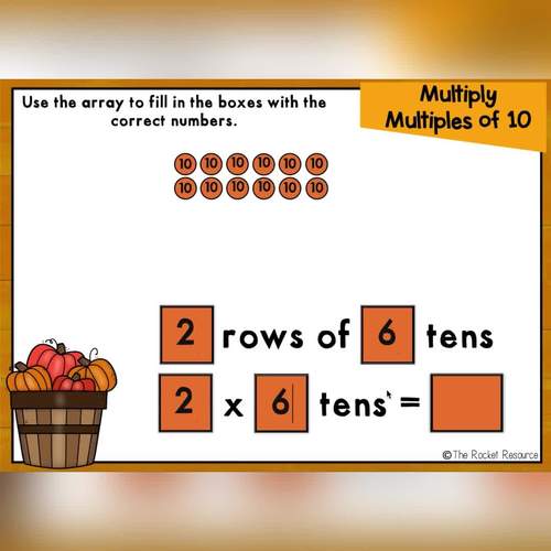 Fall Multiplying by Multiples of 10 BOOM™ Cards 3.NBT.3 by The Rocket ...