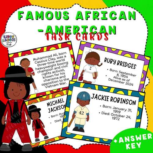 Black History Month Task Cards | Famous African-American Biography & Facts