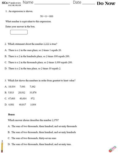 4th Grade Math Bell Ringers (DO NOWs) by The Striped Apple | TPT