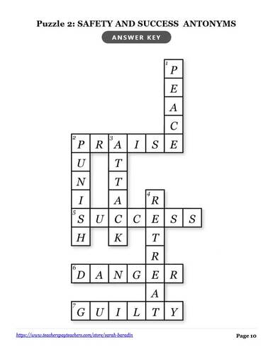 Antonyms: Basic Opposites 3 Sub Plans: Beginner ESL Crosswords with ...