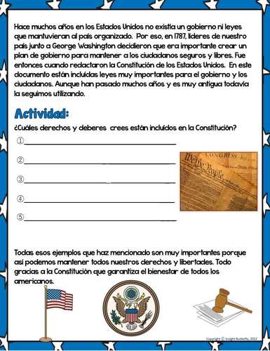 USA Government Unit Spanish Social Studies Gobierno Federal Estatal y Local