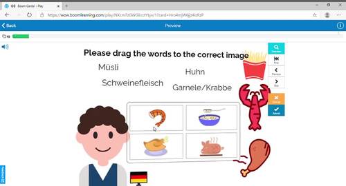 Food and Drinks German BOOM Cards™ | FOOD German Distance Learning