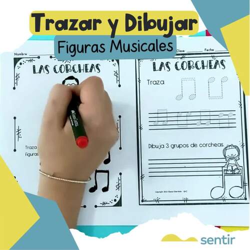 Trazar y Dibujar Figuras Musicales | 34 Hojas de Trabajo de Figuras y ...