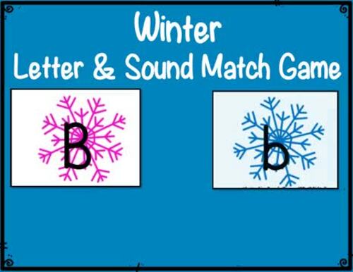 Winter Upper & Lowercase Letters With Picture Sound Match Game | TPT