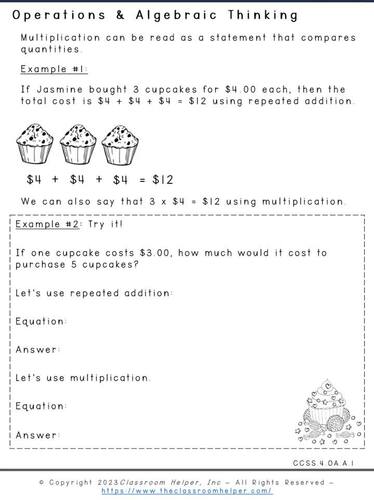 4th Grade Math Operations and Algebraic Thinking | TPT