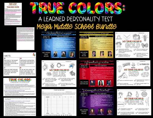 TRUE COLORS LEARNER PERSONALITY TEST BUNDLE: PERFECT FOR BACK TO SCHOOL!