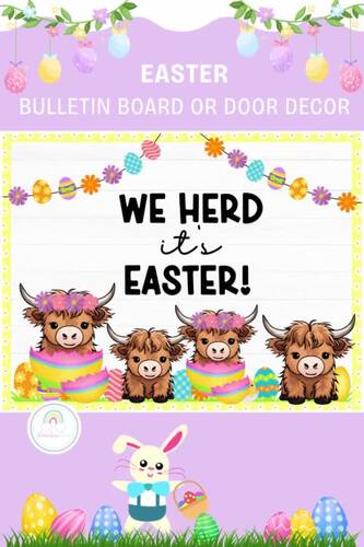 Easter Bulletin Board Ideas Door Decor April Highland Cow Classroom ...
