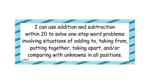 NYS Next Generation Learning Standards - I Can Statements - 1st Grade Math