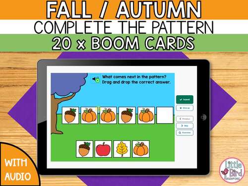 Fall Finish the Patterns Boom Cards Complete the Repeating Patterns ...