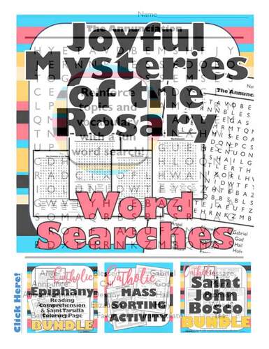 Rosary Wordsearches | Joyful, Glorious, Luminous, & Sorrowful Mystery ...