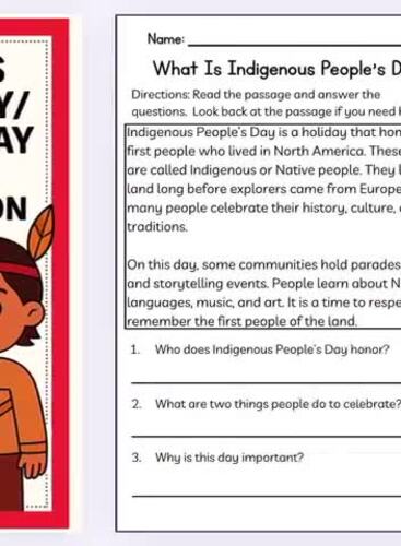 Indigenous People's Day & Columbus Day Reading Comprehension Activities