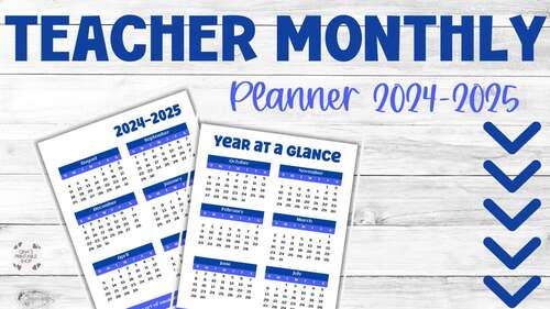 Teacher Monthly Planner 2024-2025 by GinasPrintableShop | TPT