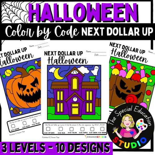 Halloween Math Color by Number Special Education Life Skills Money ...