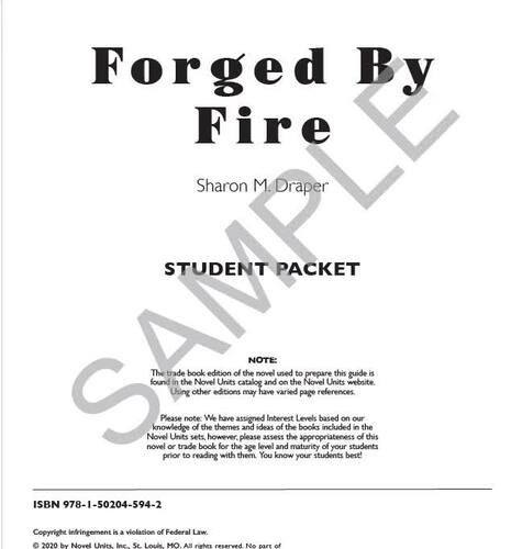 Forged By Fire Novel Units® Student Packet Novel Study | TPT
