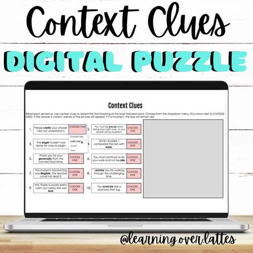 Context Clues Digital Puzzle by Learning Over Lattes | TPT