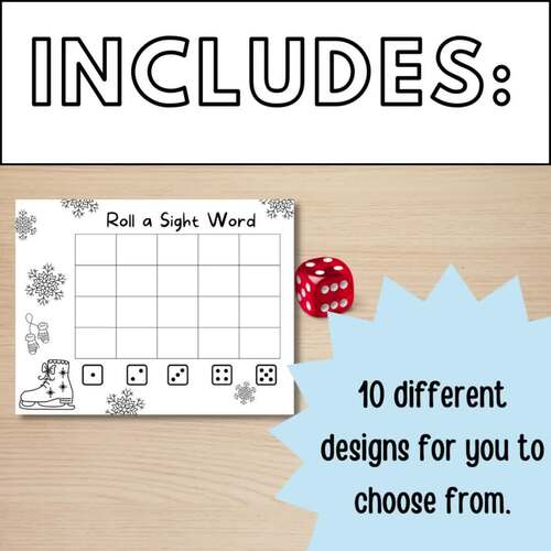Editable Winter Roll a Sight Word - Centers, Small Group | TPT