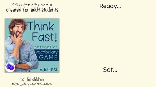 Adult ESL Vocabulary Game | Multiple Themed No-Prep Game Sheets | TPT