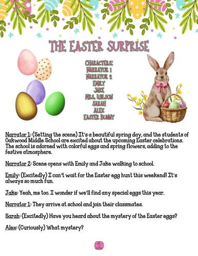 Easter Spring Reader's Theater Grade 6 Fluency Color Fun March April ...