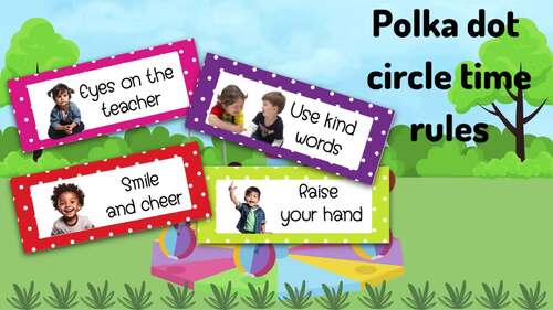 Polka dot circle time rules flash cards: preschool and kindergarten ...