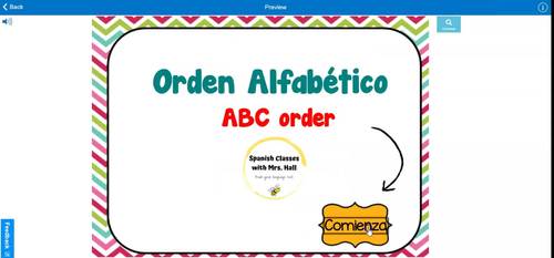 ABC order in Spanish- Orden alfabético by Spanish Classes with Mrs Hall