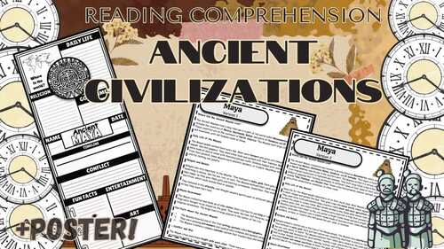 Ancient Civilizations Reading Comprehension World Civilization Research ...