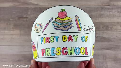 First Day Of Preschool Crown - Paper Hat Craft- Coloring Headband
