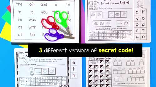 Kindergarten Sight Word Center Game - Secret Code Sight - Fry's First ...