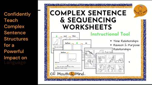 Complex Sentence Worksheets by Of Mouth and Mind - SLP | TPT
