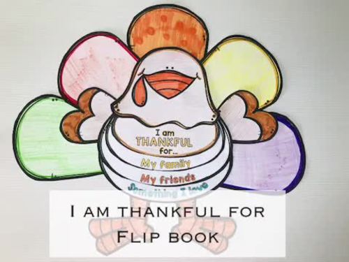 I am thankful for Flip book | Thanksgiving Writing Prompt | Build a turkey craft