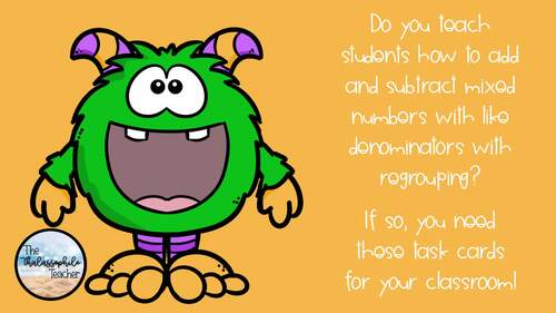 Add and Subtract Mixed Numbers Task Cards | 4th Grade Fractions with ...